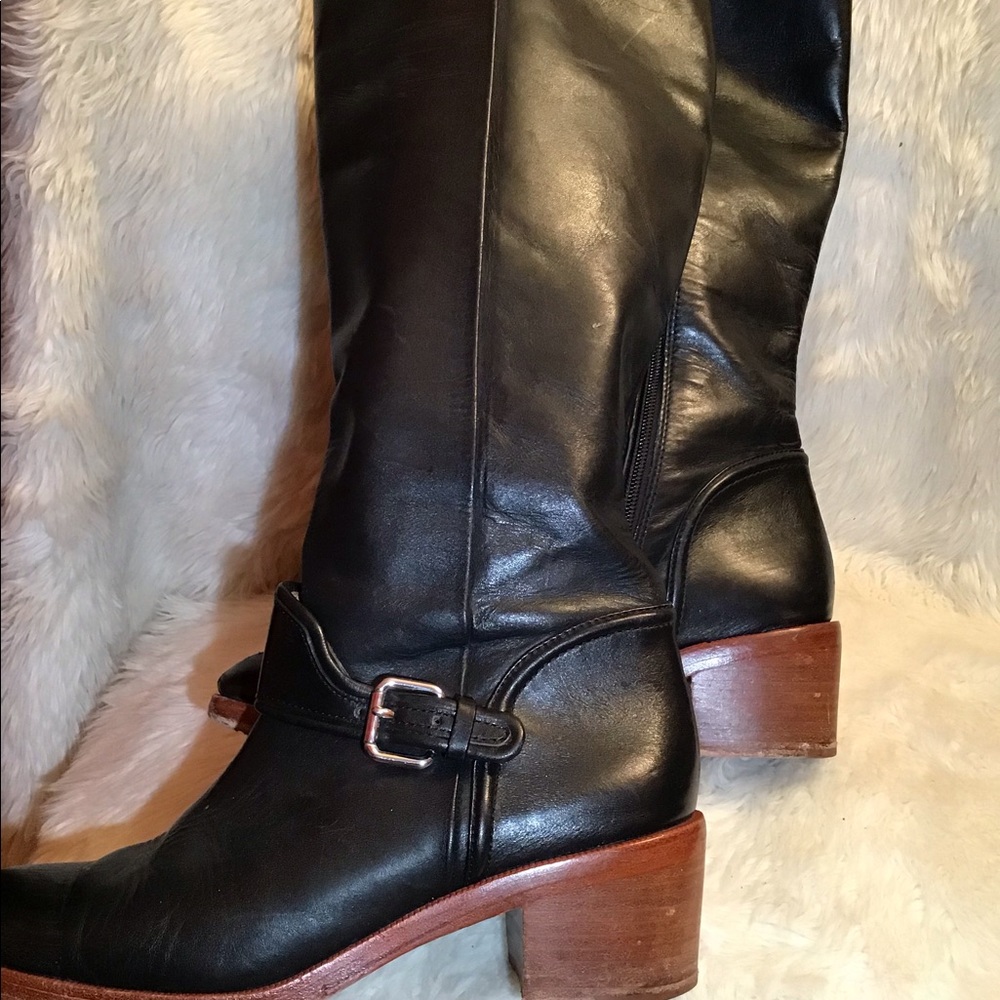 Coach Cecelia Black Leather Riding Boots Size 8 - Gem